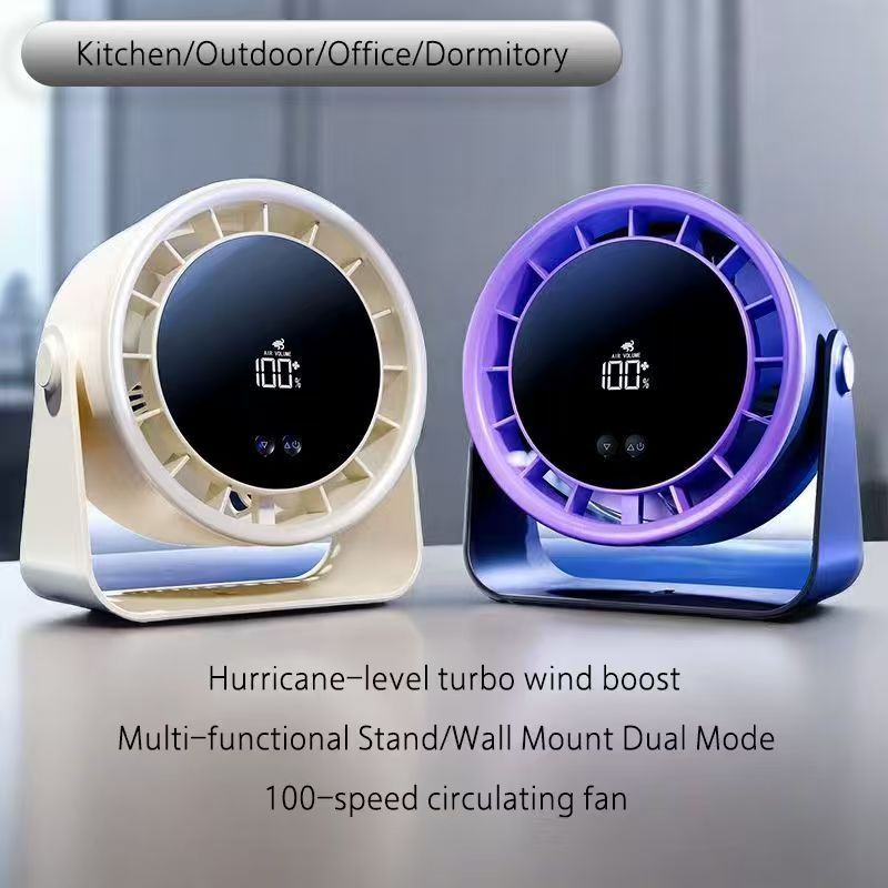Portable Mini Turbo Desk Fan with USB Rechargeable Battery & Adjustable ...