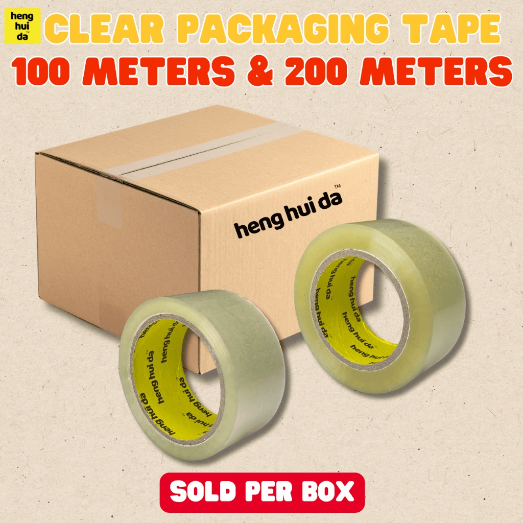 Transparent Tape ONE BOX of 100m/200m Extra Strong & Durable Anti-Break ...
