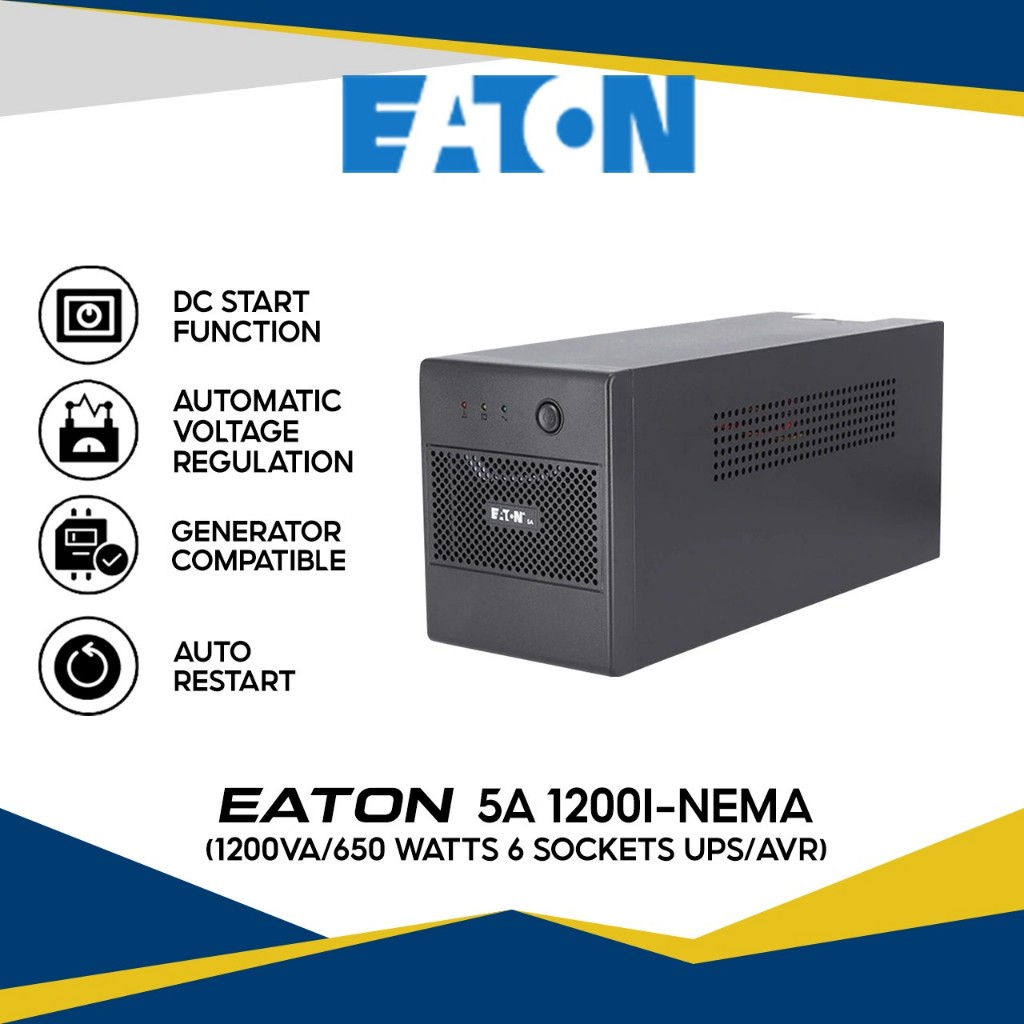 Eaton 5A 1200I-NEMA UPS/AVR 1200VA/650 Watts 6 Sockets | Shopee Philippines