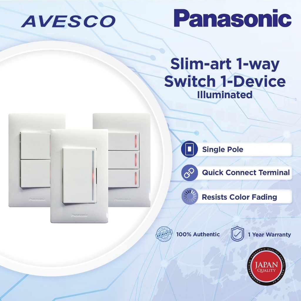 Panasonic Slim-art 1-way Switch | Illuminated | 1,2, & 3 Device ...