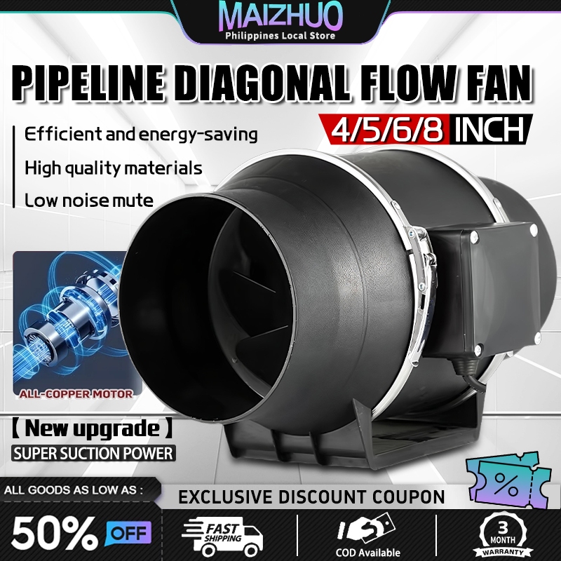 Exhaust Fan High Suction Inline Duct Booster Fan 4/5/6/8inch Kitchen ...