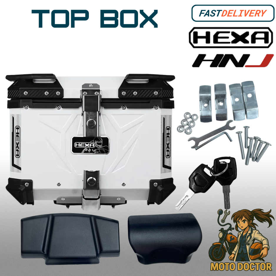 HEXA ALLOY TOP BOX Aluminum 45L With Backrest Edition Heavy Duty ...