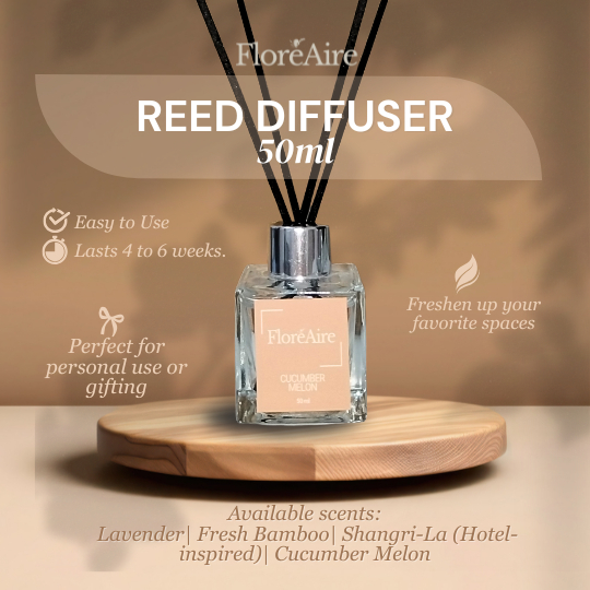50ml Reed Diffuser FloreAire Long-Lasting Scent for Room Home Car Office Living Space Fragrance ...