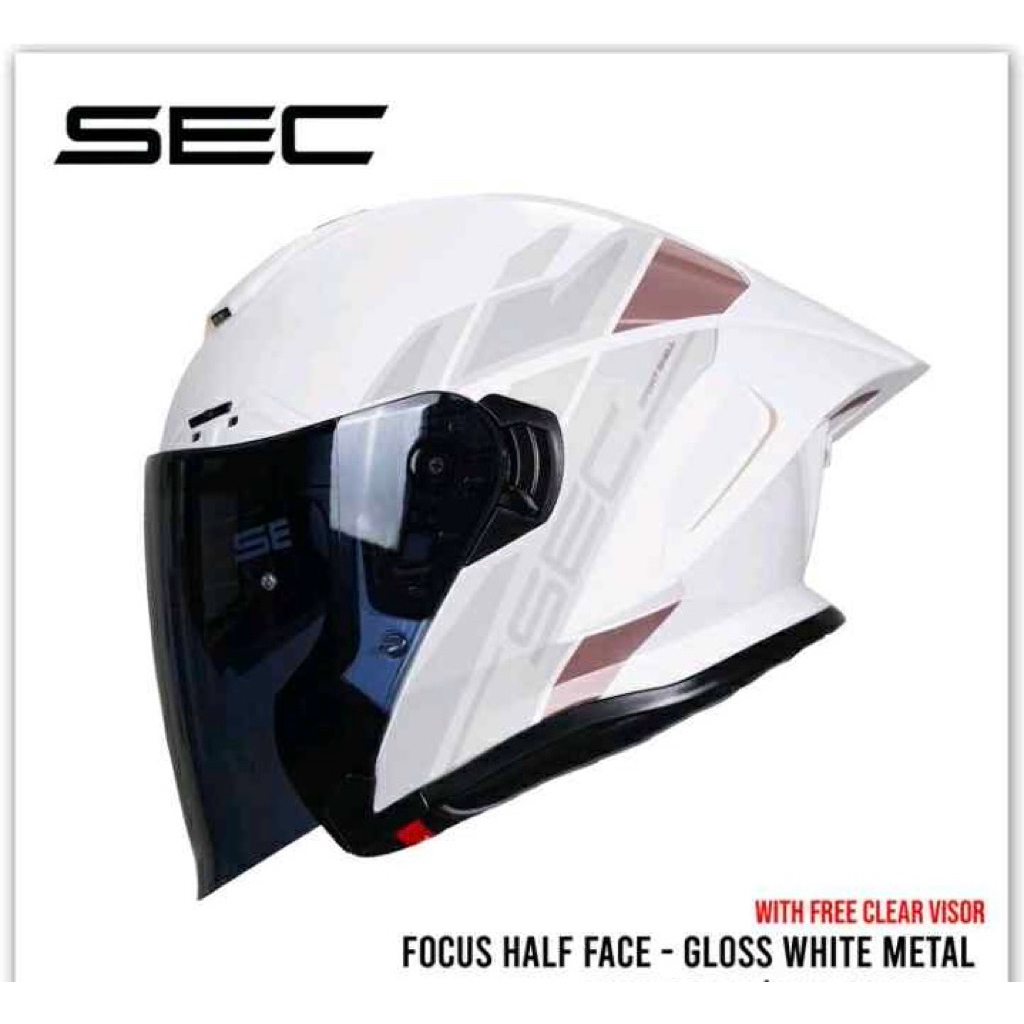 SEC FOCUS Half Face Helmet Dual Visor Promo wth Freebies! | Shopee ...