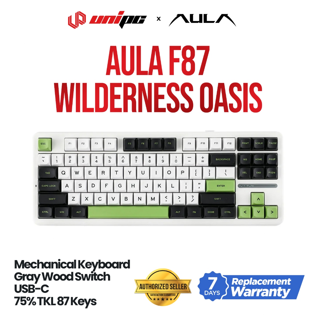 AULA F87 WILDERNESS OASIS-WHITE BLACK GREEN (GRAY WOOD SWITCH)| Gasket ...