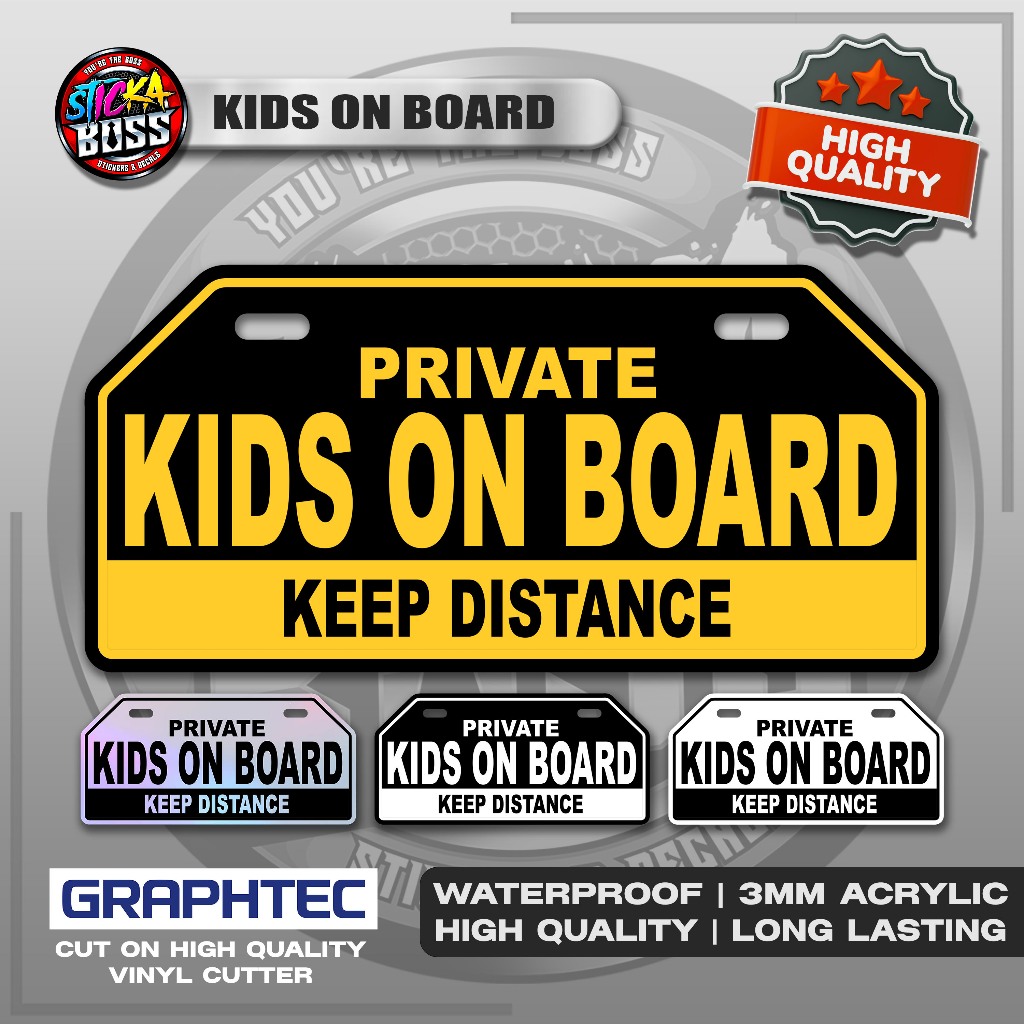 CUSTOMIZED PLATE | KIDS ON BOARD | ACRYLIC TEMPORARY MOTORCYCLE PLATE ...