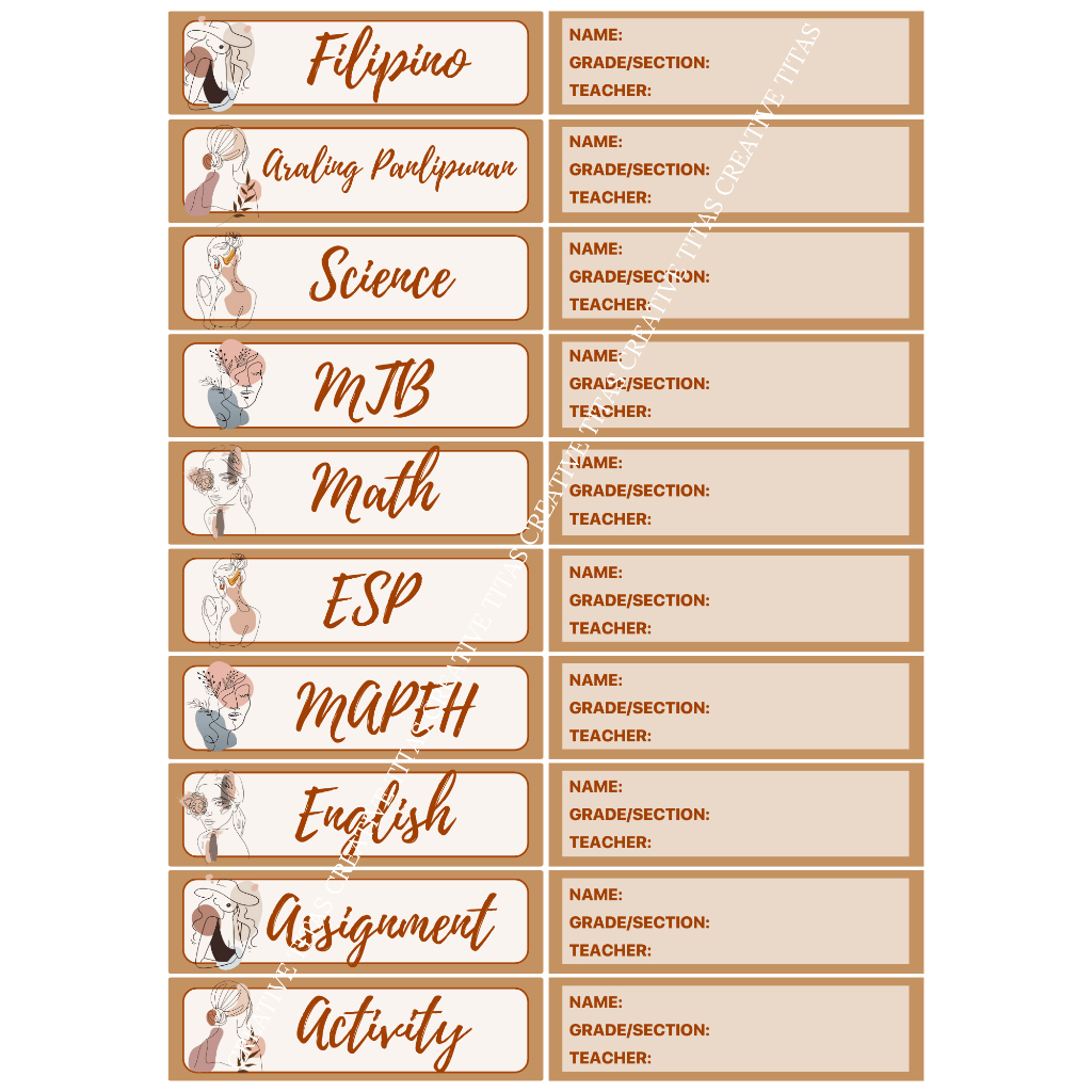 Personalized subject & name label Part 2 | Back to school | Shopee ...