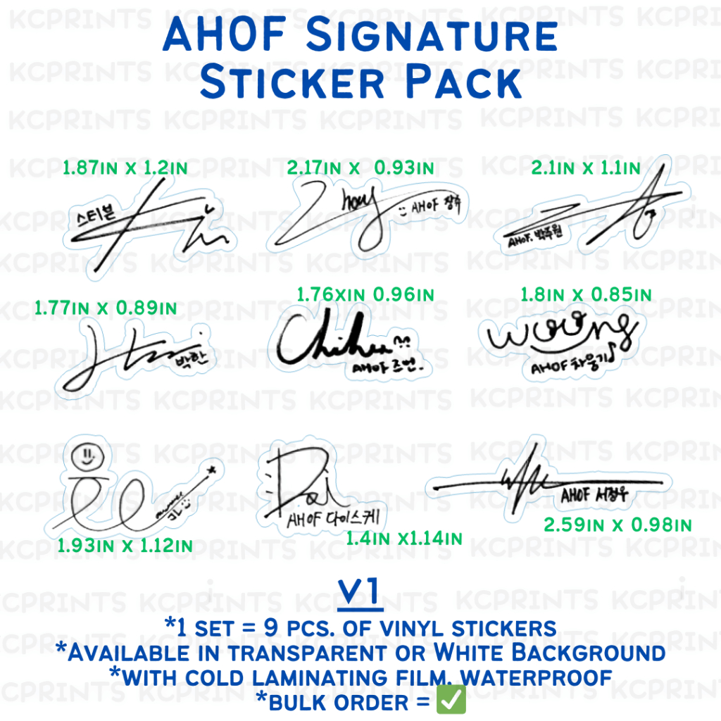 [FANMADE] AHOF Signature Sticker Pack Printed Vinyl Waterproof | Shopee ...