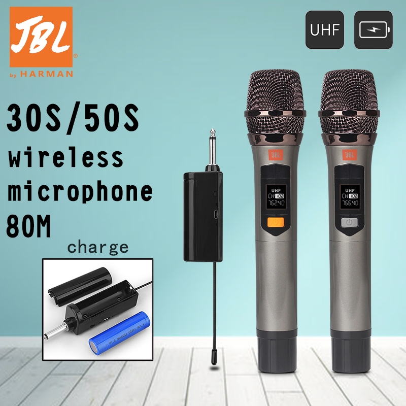 JBl_ 50S Professional UHF Dual Wireless Microphone w/ Built-In Rechargeable Battery / Complete ...