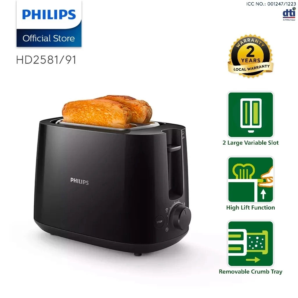 PHILIPS Toaster Two Large Variable Slot With 8 Settings and Integrated ...