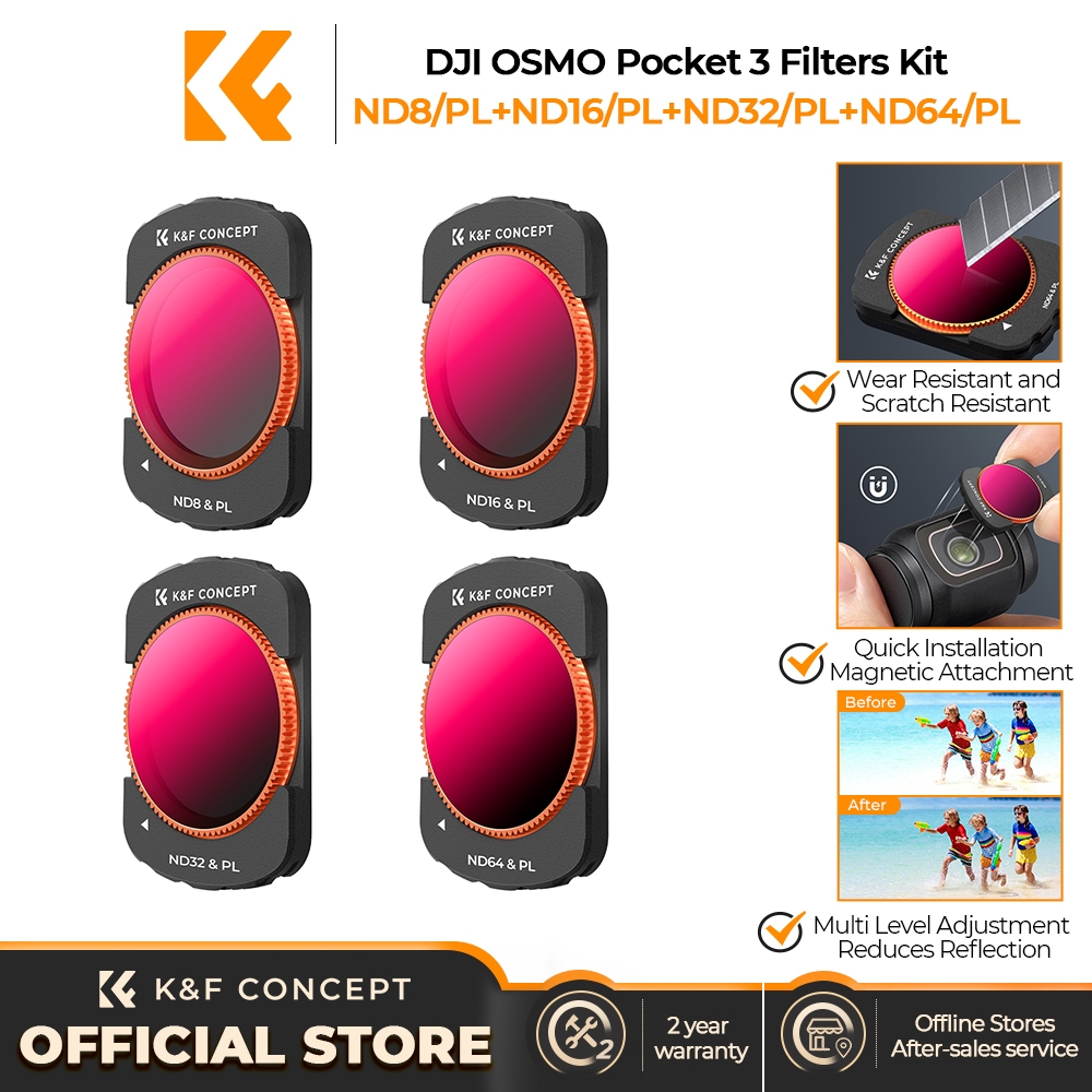 K&F CONCEPT DJI Osmo Pocket 3 Motion Camera Filter 4PCS Set(ND8/PL+ND16 ...
