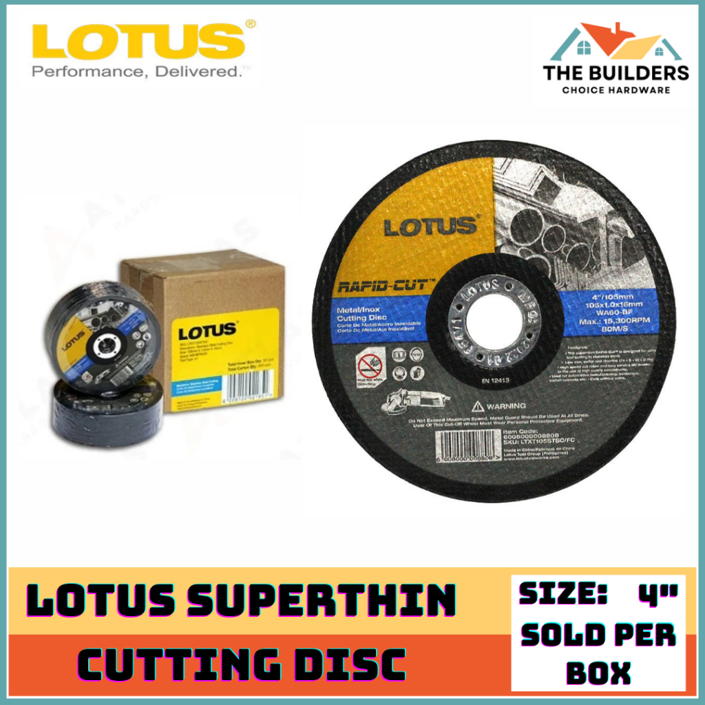 LOTUS CUTTING DISC 4" FOR GRINDER SUPER THIN 1MM | RAPID CUT (PER BOX ...
