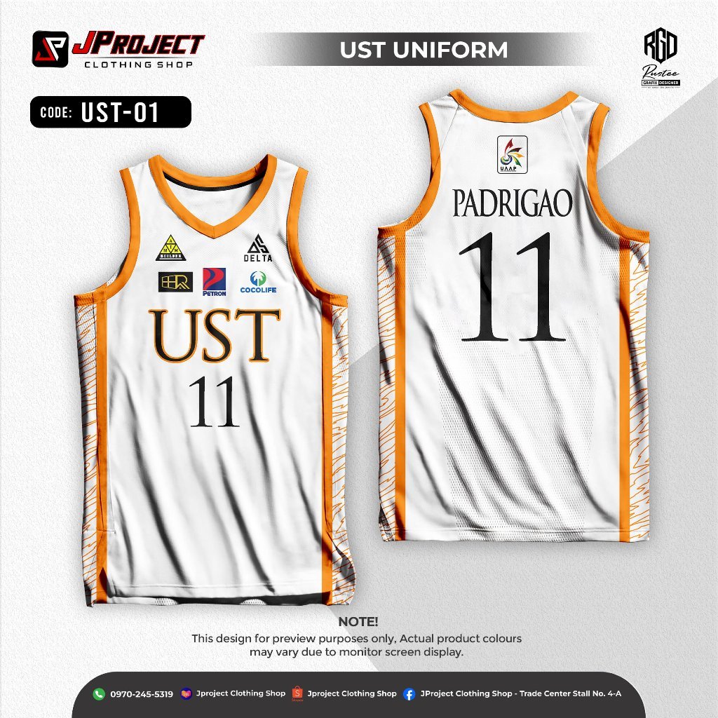 PERSONALIZE SURNAME & NUMBER PREMIUM BASKETBALL JERSEY (UST) | Shopee ...