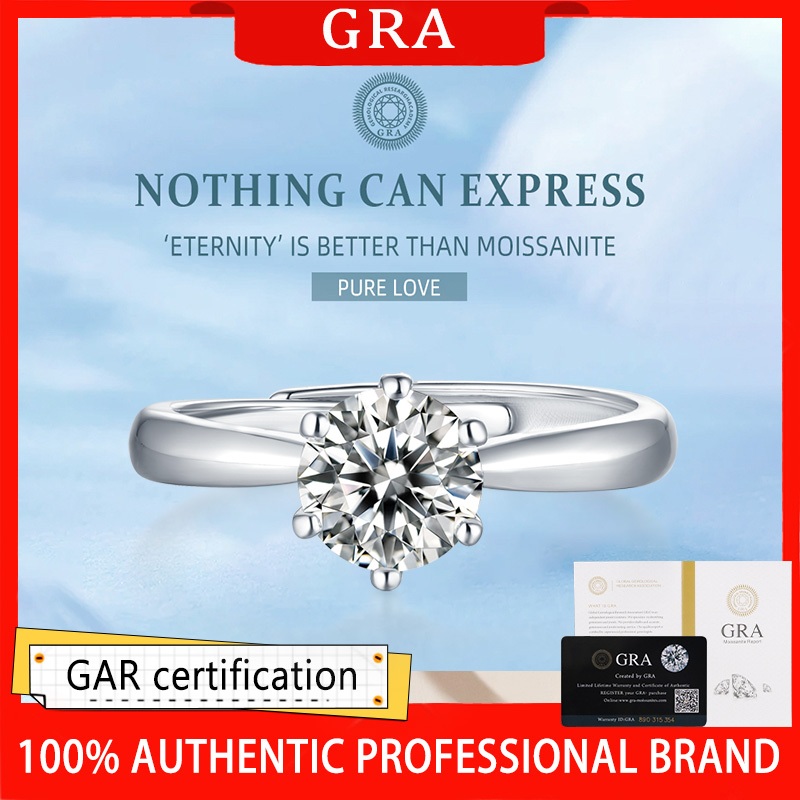 GRA Ring High Quality Moissanite Ring 1 Carat Sterling Silver Couple ...