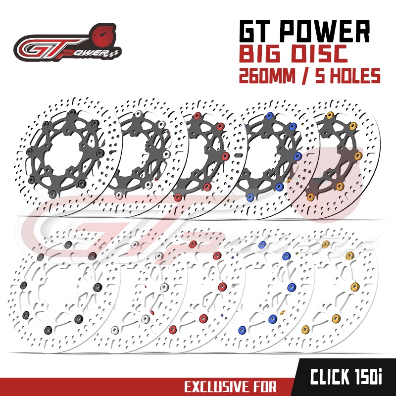 GT BIG DISC CLICK125i V3 / CLICK150i / 260MM 5 HOLES W/BRACKET CLICK ...