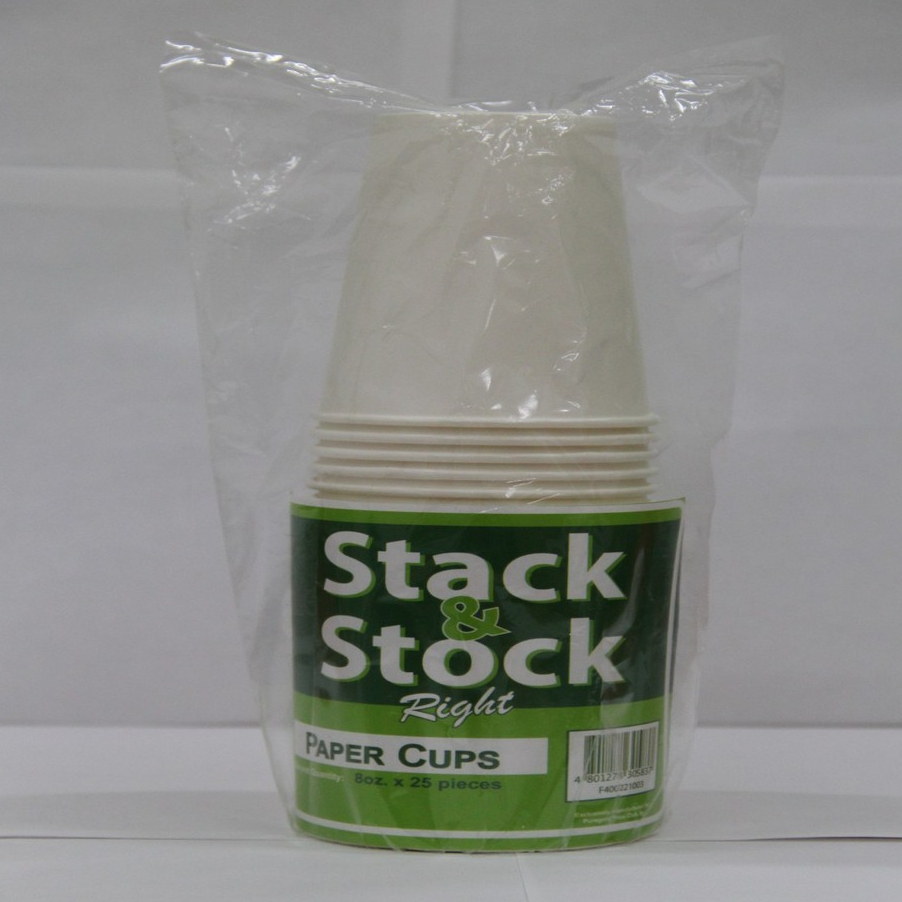 Stack & Stock Paper Cup 8Oz 25S - Paper And Plastic Disposal | Shopee ...