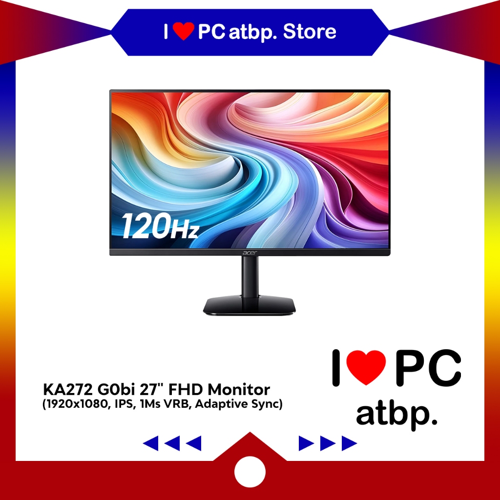 Acer KA272 G0bi 27" FHD Monitor (1920x1080, IPS, 120Hz, 1Ms VRB ...
