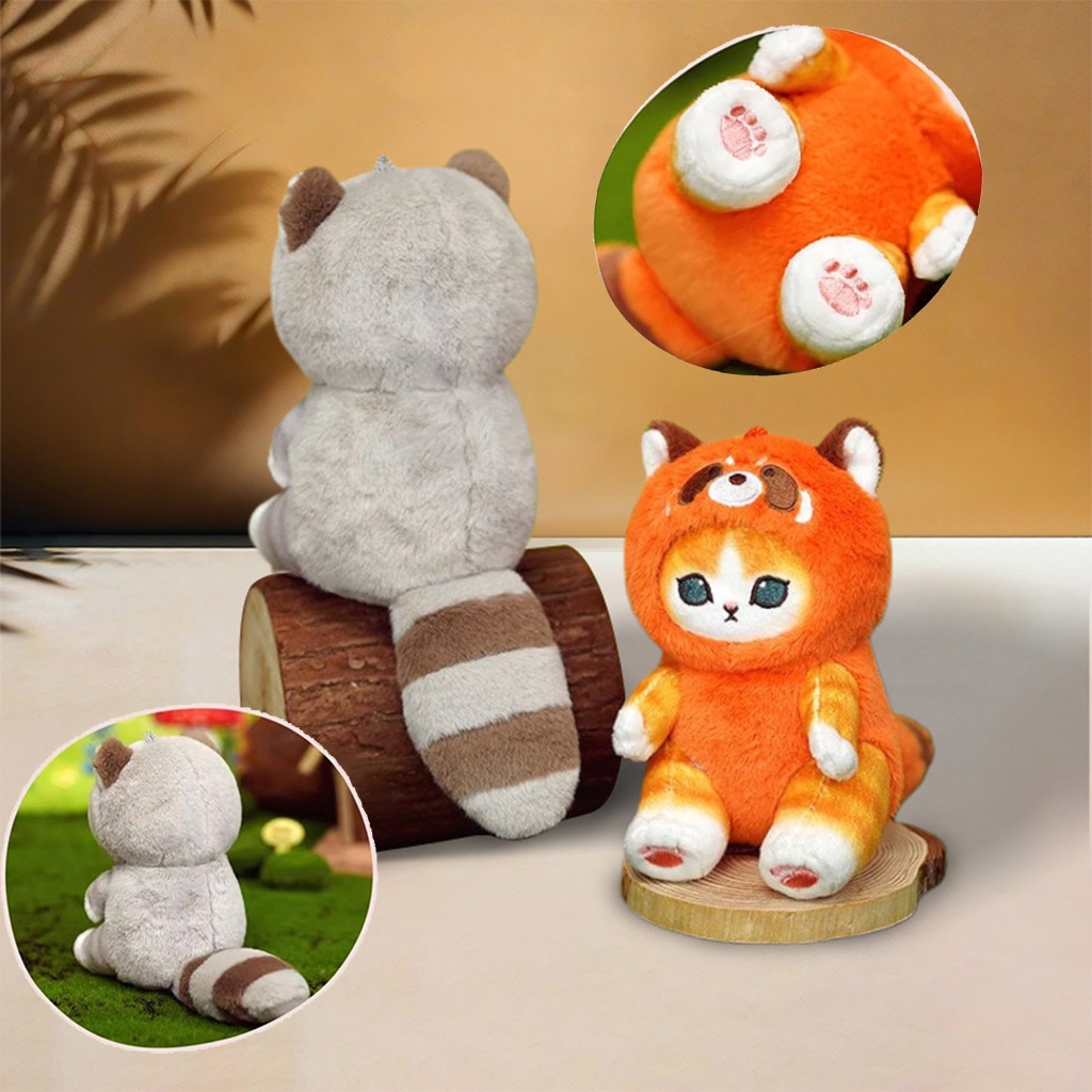 13Cm Plush Keychain Mofusand Keychain Cute Little Raccoon Squirrel ...