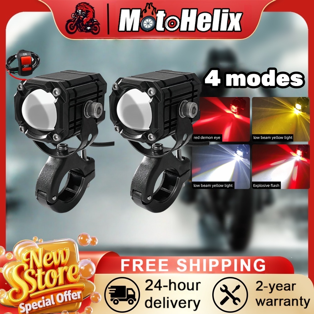 MotoHelix Motorcycle Led Light with flash 4 modes Mini Driving light ...