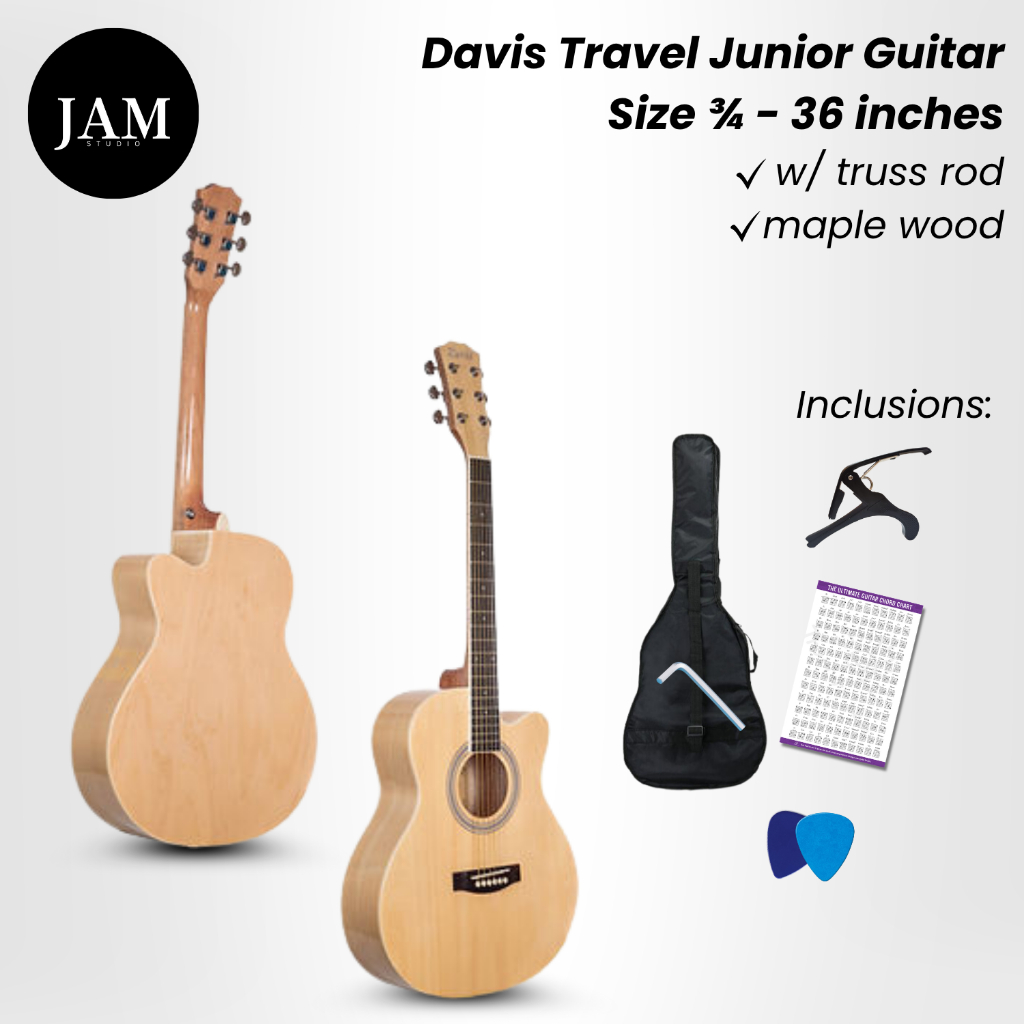 Davis DA-36C Acoustic Guitar Mini Travel Junior Size 36 inches | Shopee ...