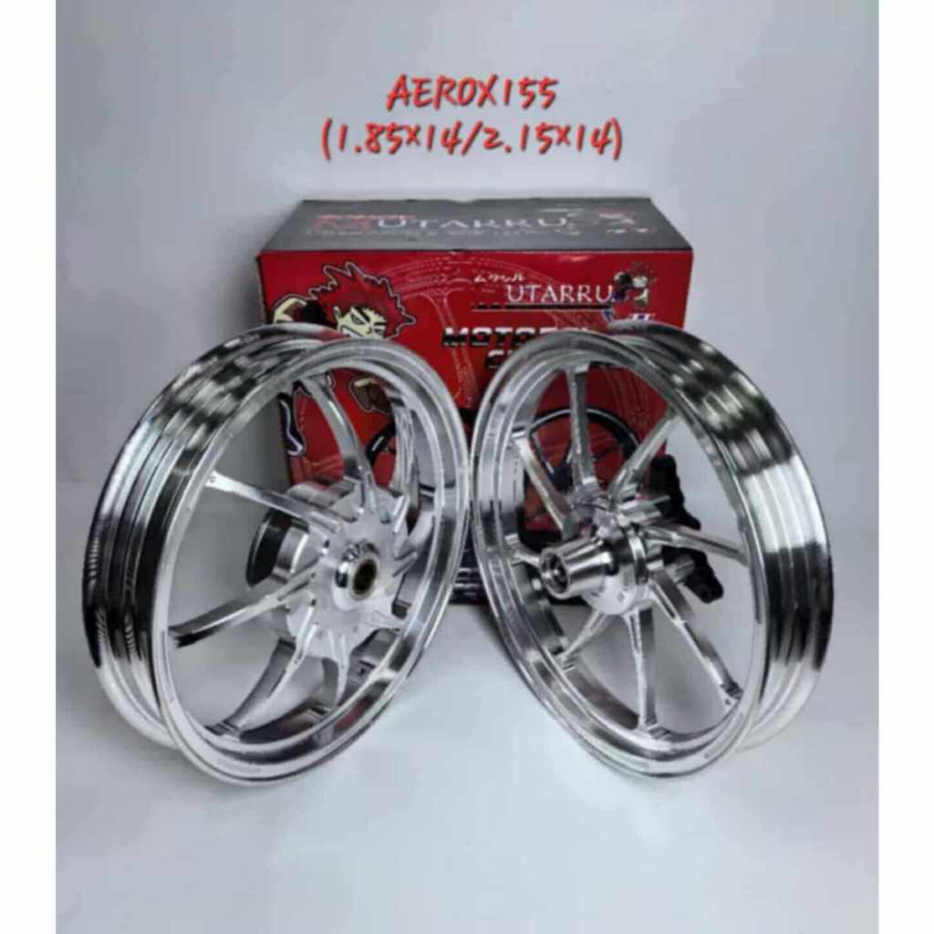 MUTARRU CNC MAGS FOR YAMAHA AEROX 155 BLACK/SILVER/RED (1.85X14/2.15X14 ...