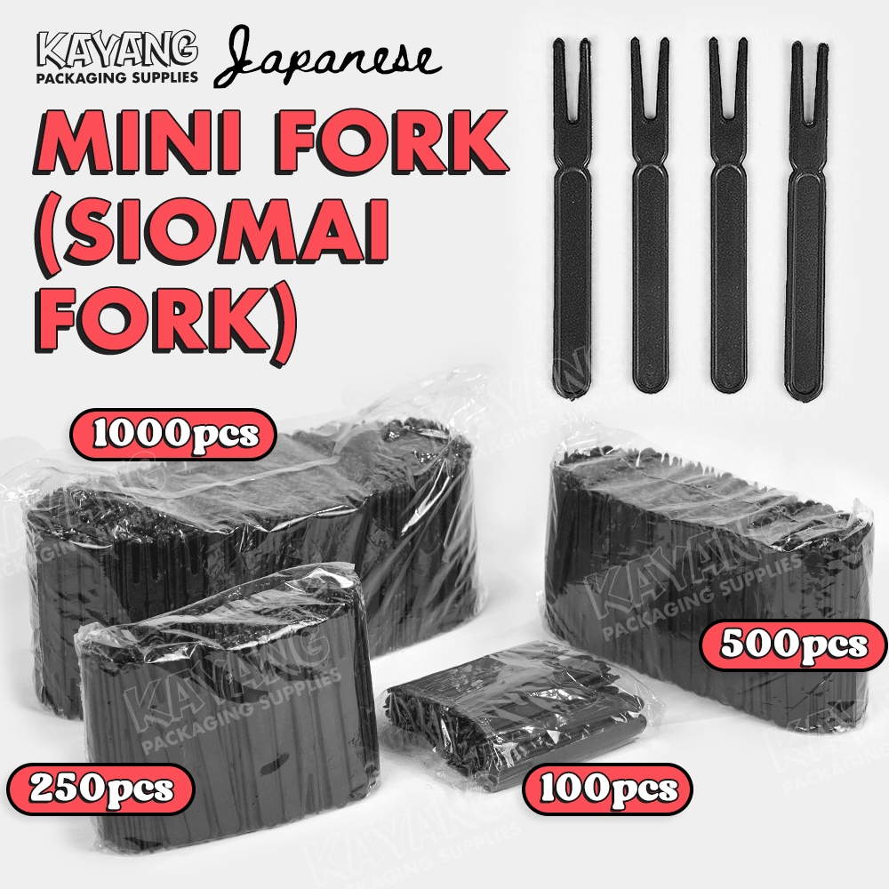 [100pcs] Japanese Fork Toothpick, Siomai Fork Black for Takoyaki ...