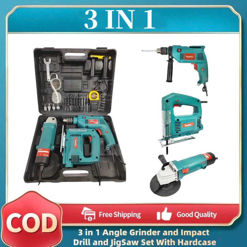 Makita 3 in 1 new Angle Grinder and Impact Drill and JigSaw Set With ...