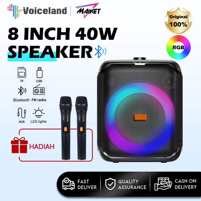 MAIKET Bluetooth Speaker with Mic, Super Bass, for Family Party USB/AUX ...