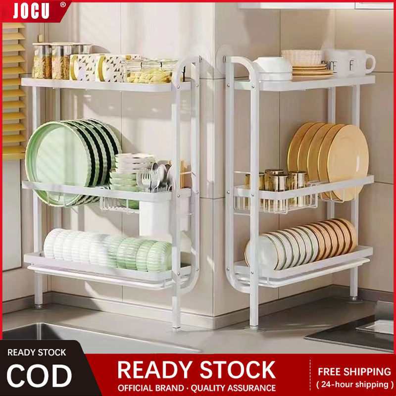 3 Tiers Wall Dish Rack with Drainer Sink Side Rack Dish Drying Rack ...