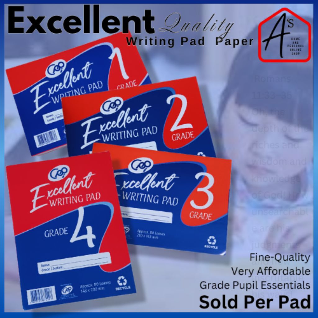 A's WRITING PAD PAPER (1 PAD) - Elementary Writing Pad Paper Grade 1, 2 ...