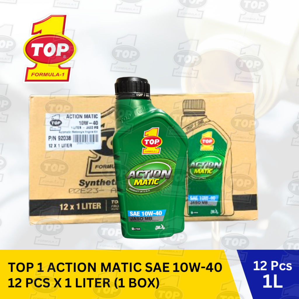 Top 1 - (12x1Liter) Synthetic Motorcycle Oil Action-Matic SAE 10w-40 ...