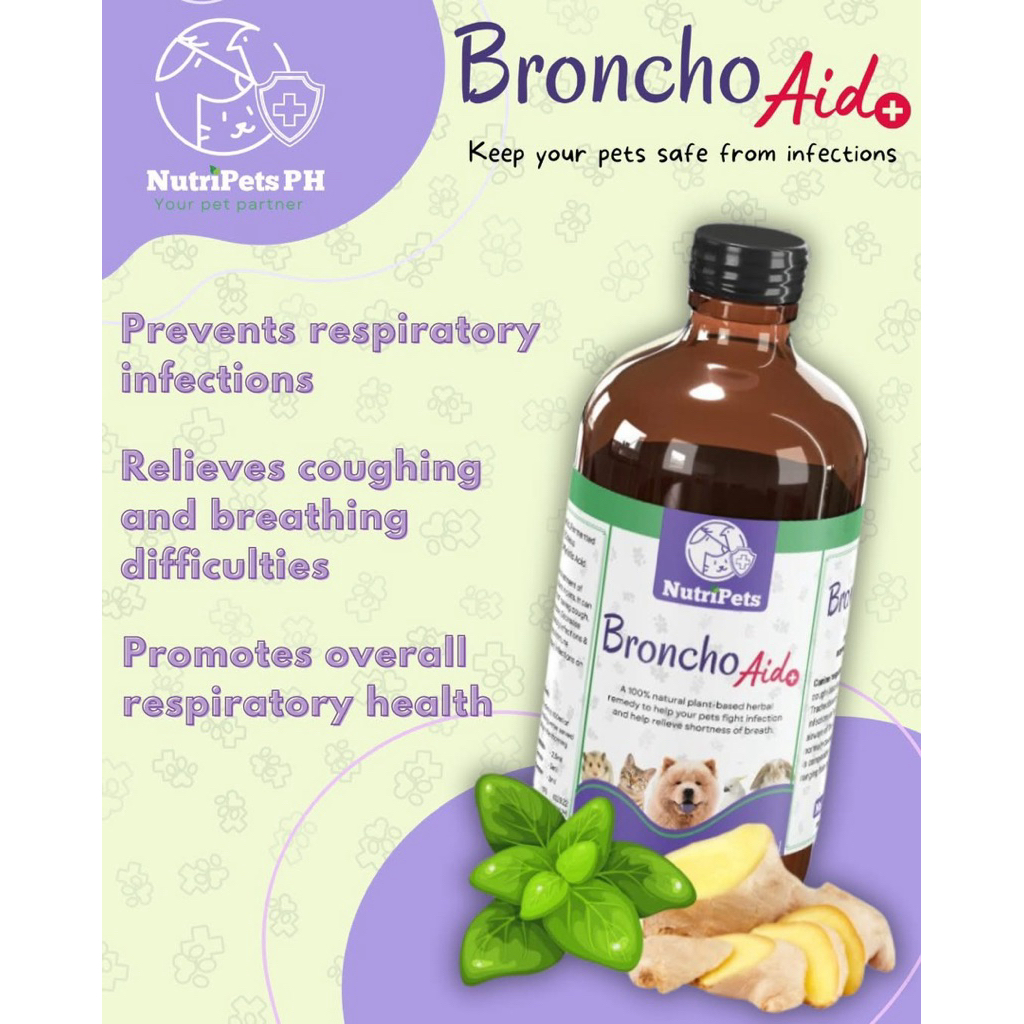 Broncho Aid 60ml (For cough & cold herbal supplement for dogs and cats ...