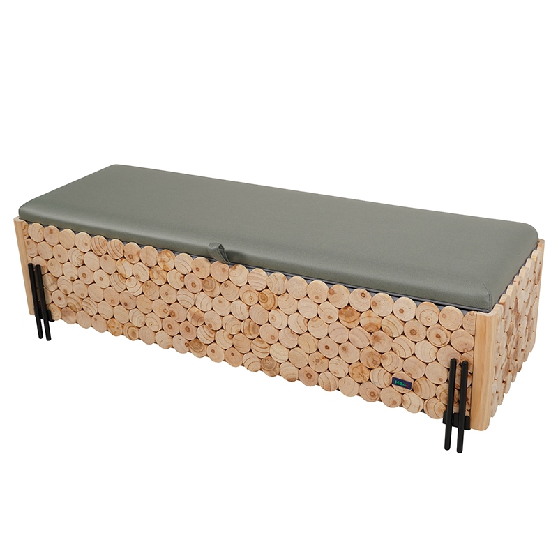 HStex 114CM Wooden Sofa Storage Bench Ottoman with Soft Seat Dressing ...