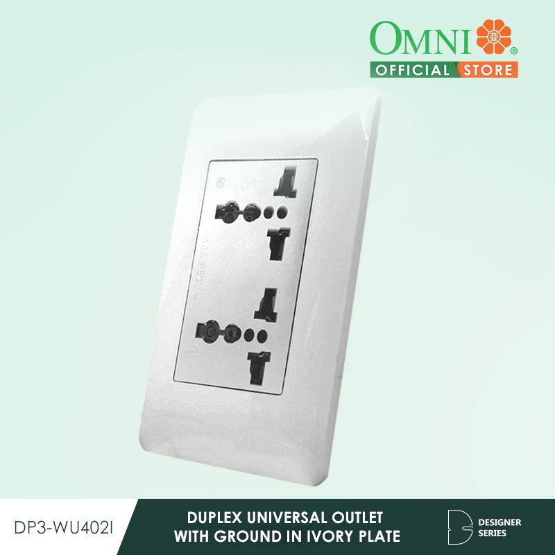 OMNI Duplex Universal Outlet With Ground in Ivory Plate - DP3-WU402I ...