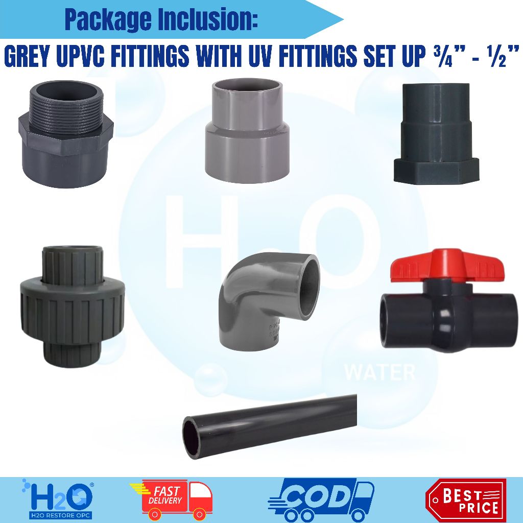 PVC Gray Pipes and Fittings for 2 - 4 Stages Filter Housing with UV ...