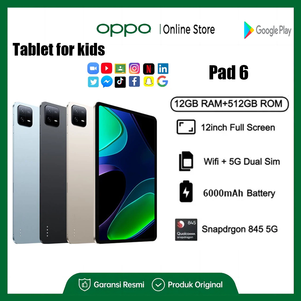 𝐎𝐏𝐏𝐎 Tablet for kids Pad 6 5G 12+256/512 GB Online Learning 144Hz ...