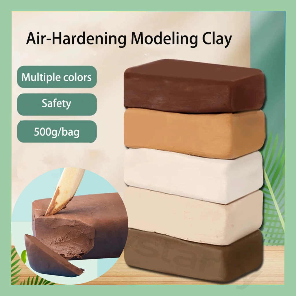500g Pottery Clay Air-Hardening Modeling Clay Natural Air-Dry Non-Toxic ...