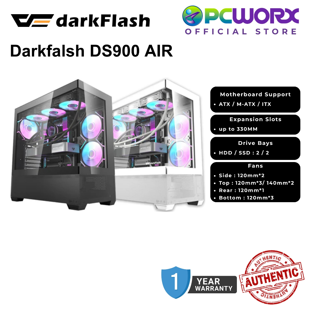 Darkfalsh DS900 AIR PANORAMIC GLASS SIDE PANEL LUXURY PC CASE BLACK ...
