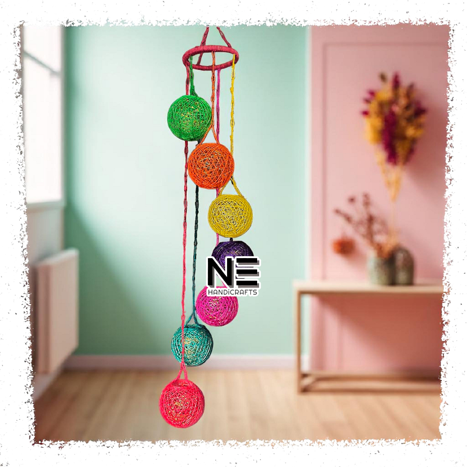 Abaca Hanging Corner Décor – Handmade Native Decoration with 7 Balls ...