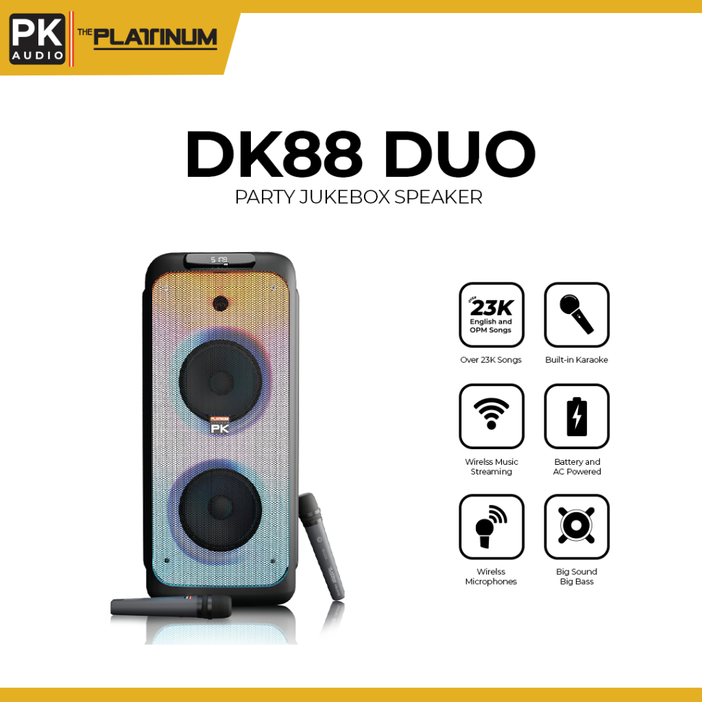 Platinum Karaoke DK88 Duo Party Jukebox Bluetooth Speaker w/ Built-in ...