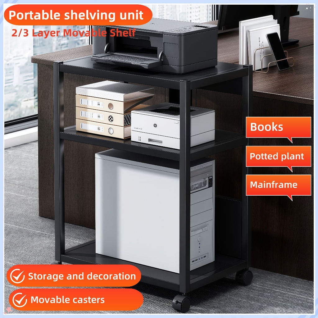 2/3Layer Mobile Printer Shelf Stand with Wheels Office Storage ...