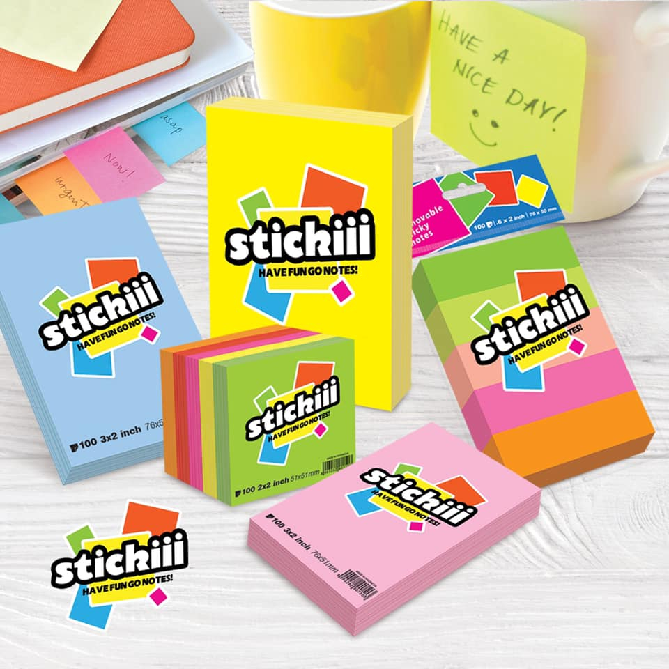 Sticky Notes - Rainbow Neon Notes (Stickiii Brand) 100 sheets per pad ...