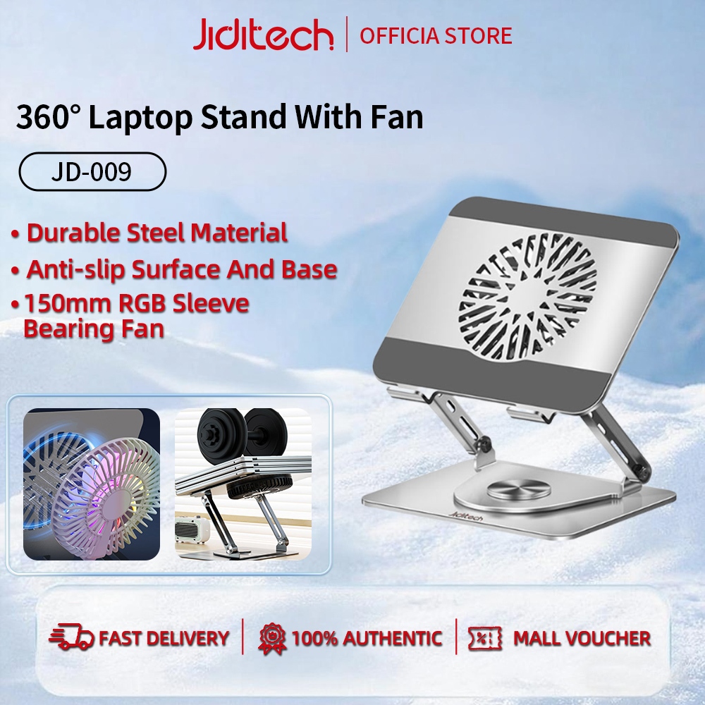 Jiditech Laptop 360° Rotating Bracket With Fan Laptop Cooling With RGB ...