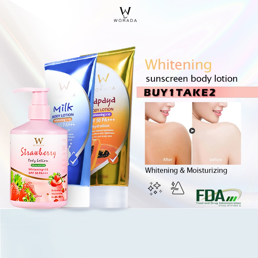 【Buy1Take2】 FDA WORADA Whitening X10 SPF 50 PA+++ Body Lotion Glutamic Acid Whitening Repair ...