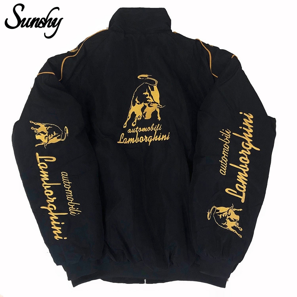 SUNSHY Black F1 Jacket For Men LAMBORGHINI Motor Racing Jacket Cotton ...