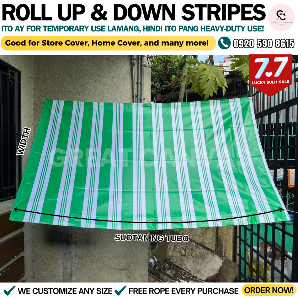 Stripes Roll Up & Roll Down PVC Type Trapal tarapal Lona tolda tarp ...