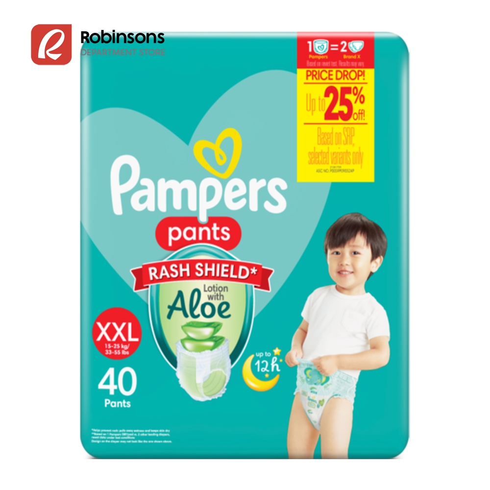 Pampers Pants w/ Rash Shield Lotion with Aloe Super Jumbo XXL 40s EDLP ...