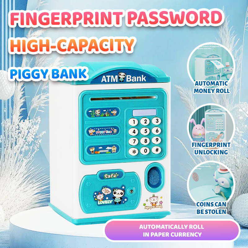 Large capacity ATM piggy bank ATM toys fingerprint piggy bank smart ...