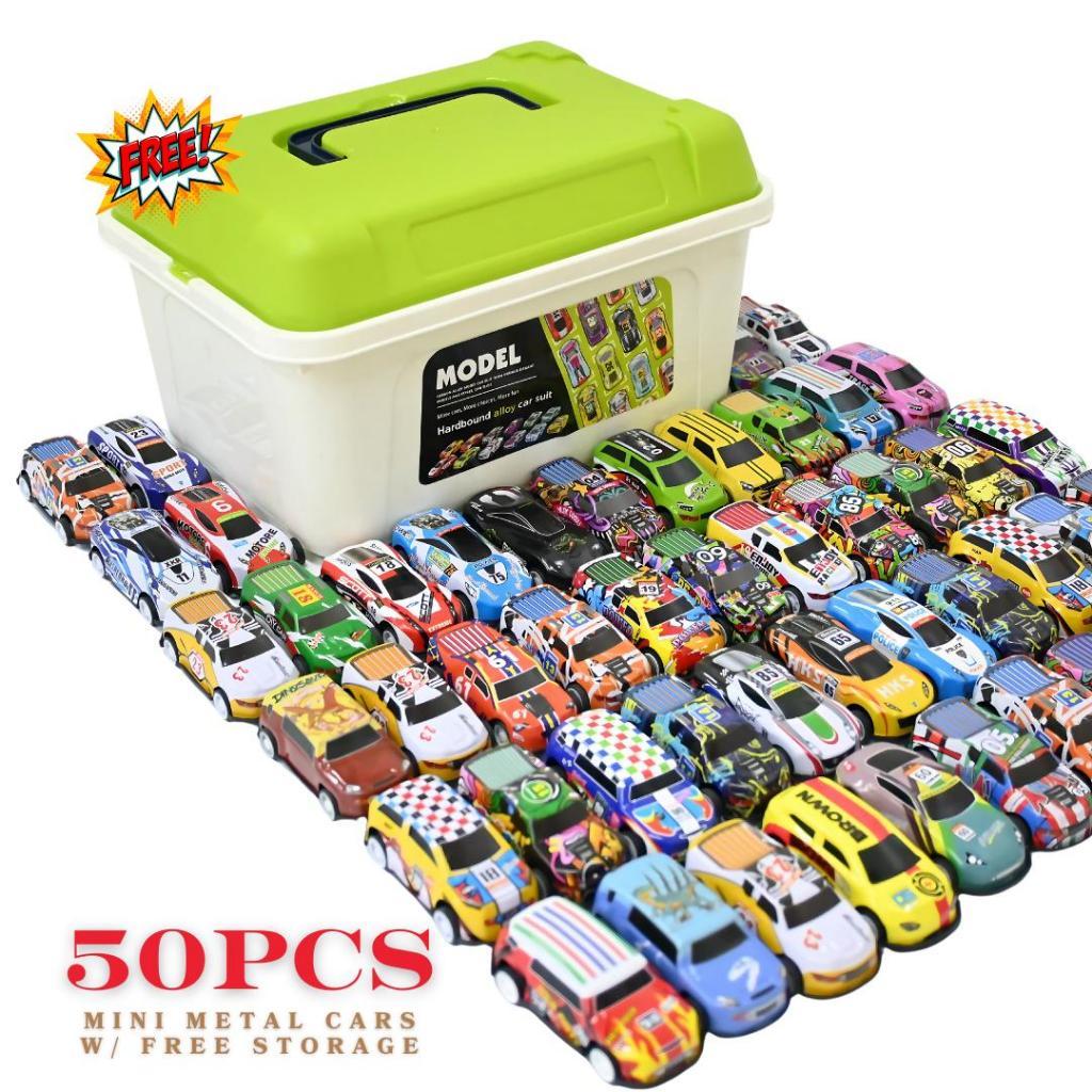 50 MINI TOY CARS + FREE STORAGE (CAR 002) PULL BACK CAR | Shopee ...