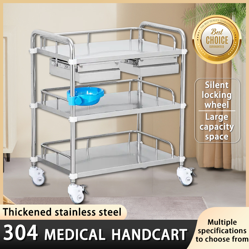 304 Stainless steel medical emergency trolley organizer medical trolley ...